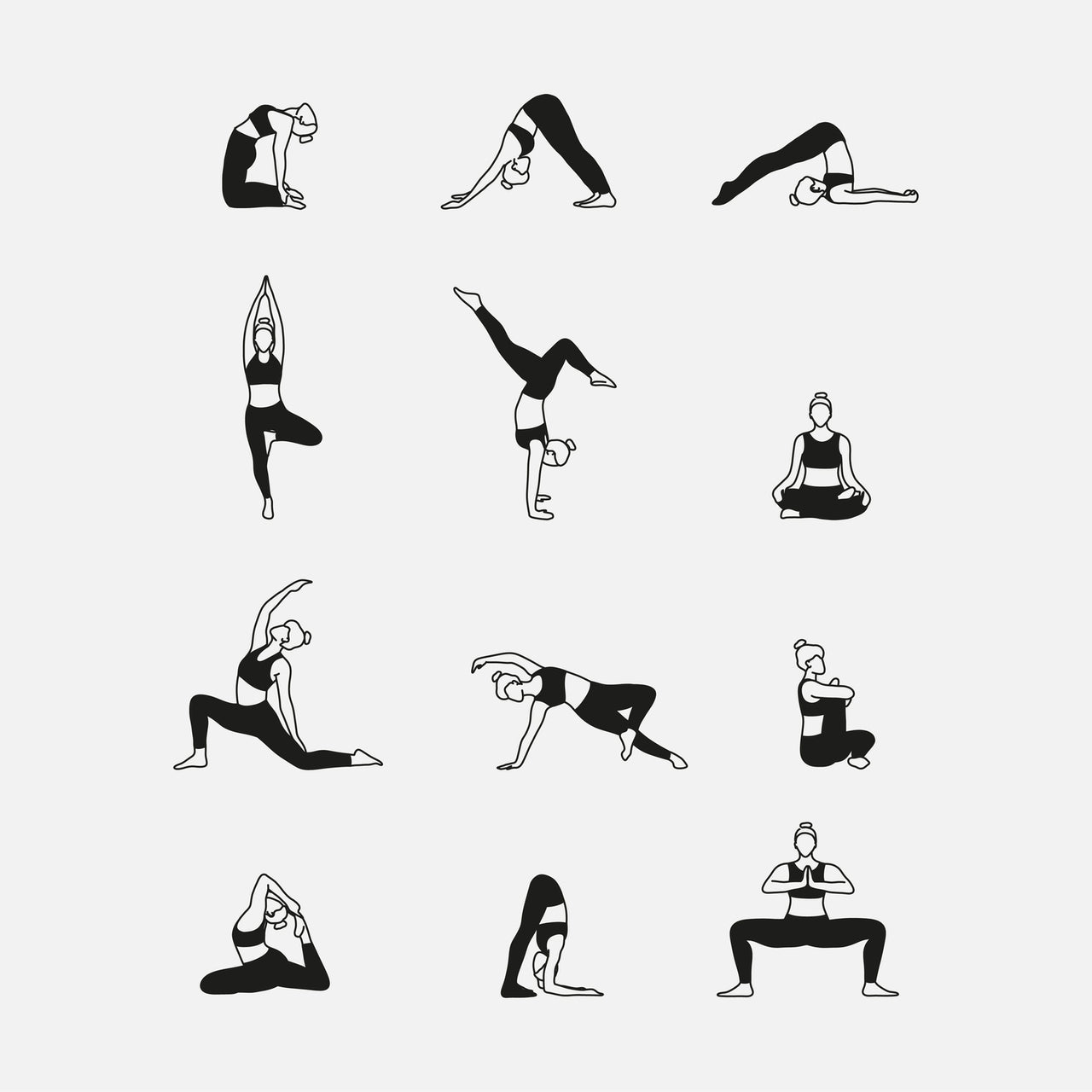 CAD & Vector Yoga Girl: 12 Dynamic Poses – Studio Alternativi