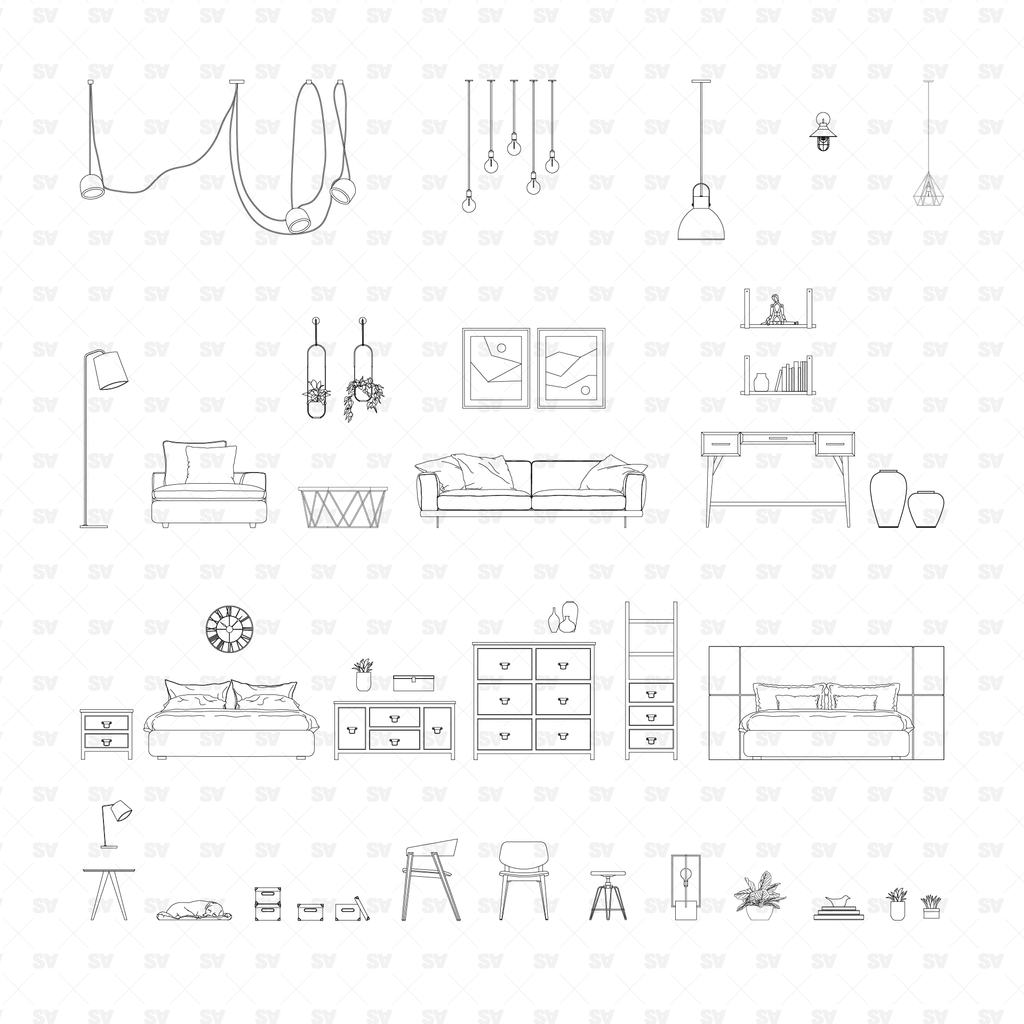 CAD & Vector Industrial Style Furniture and Home Décor | Architecture ...