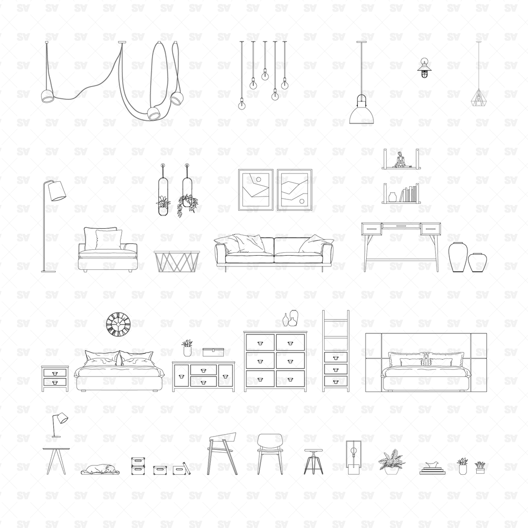 CAD & Vector Industrial Style Furniture and Home Décor | Architecture ...