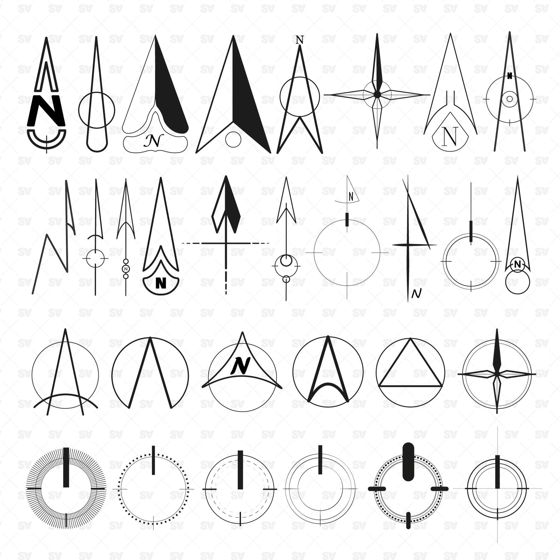 North Arrows: 30 Vector Symbols for Architecture – Studio Alternativi