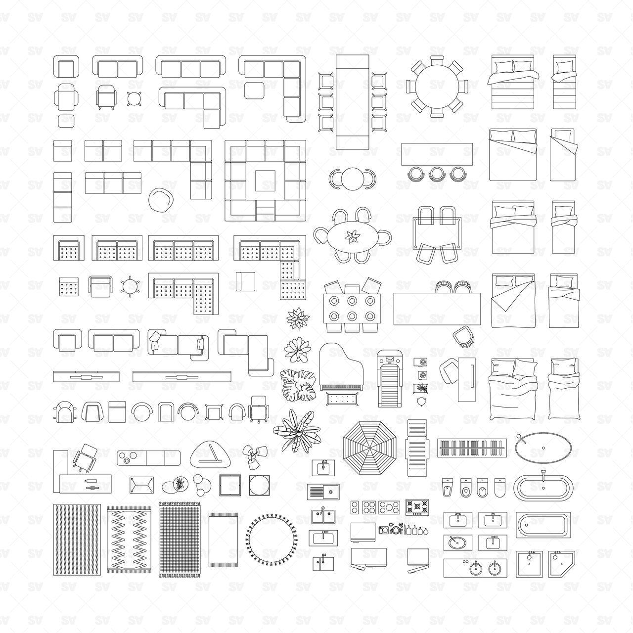 Home Furniture CAD & Vector Pack - Top View – Studio Alternativi