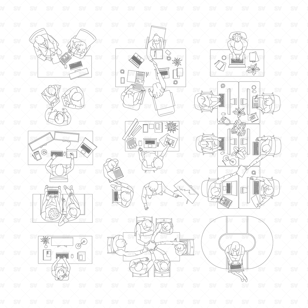 CAD & Vector Office Life (Top view) – Studio Alternativi