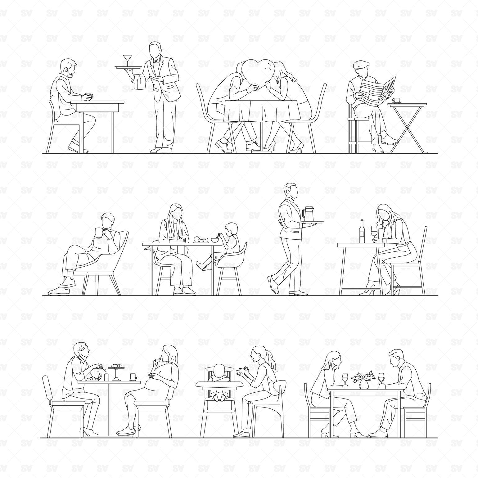 CAD & Vector People Eating Illustrations – Studio Alternativi