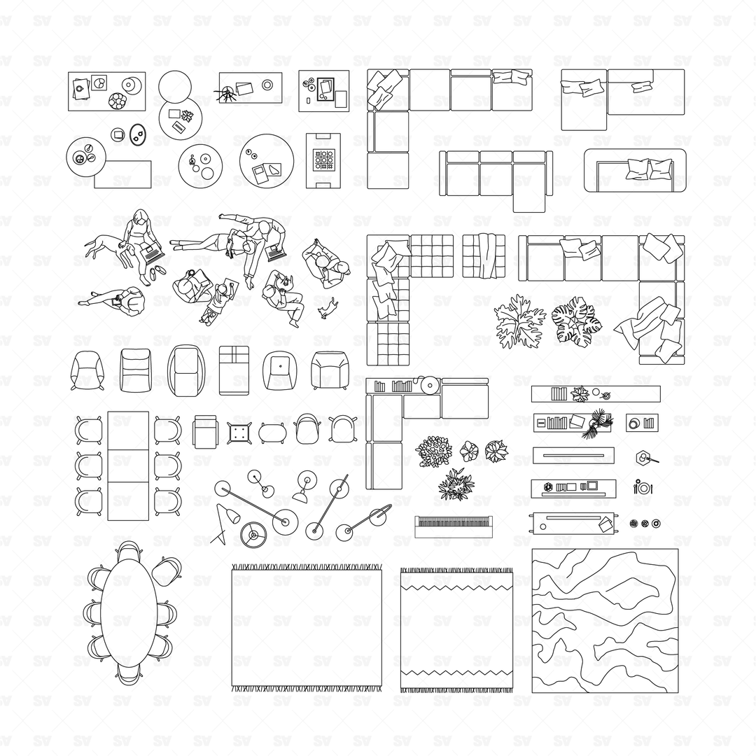 CAD and Vector Living Room Furniture in Top View – Studio Alternativi