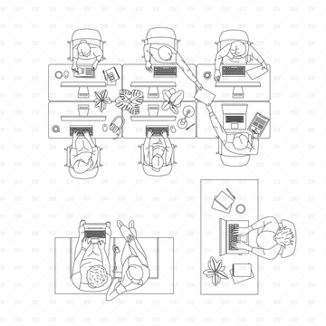 CAD & Vector Office Life (Top view) – Studio Alternativi
