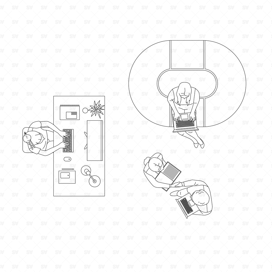 CAD & Vector Office Life (Top view) – Studio Alternativi