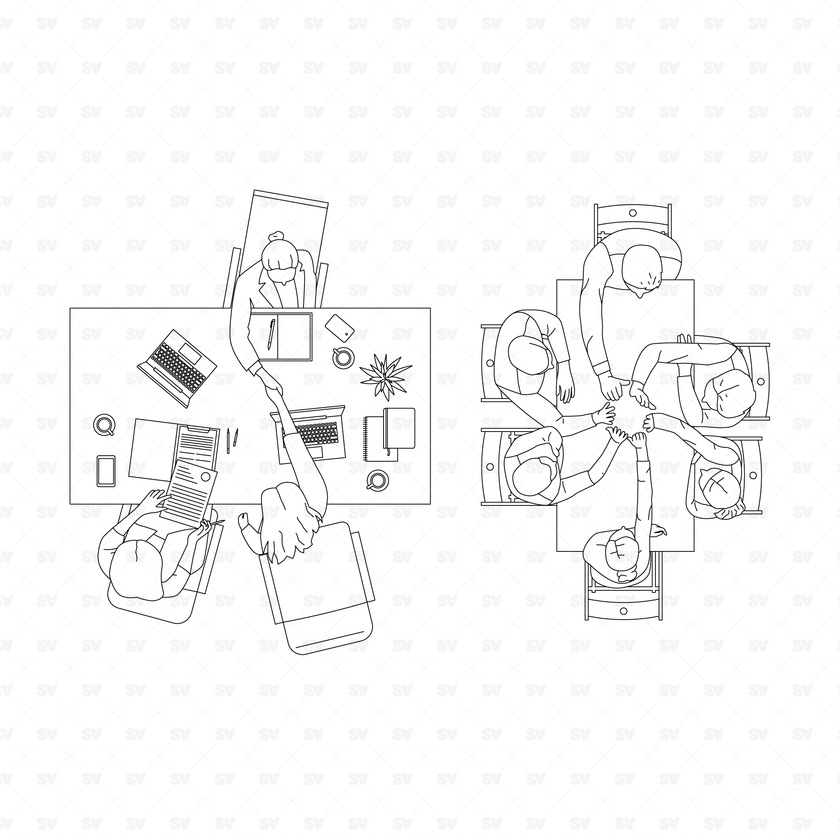 CAD & Vector Office Life (Top view) – Studio Alternativi