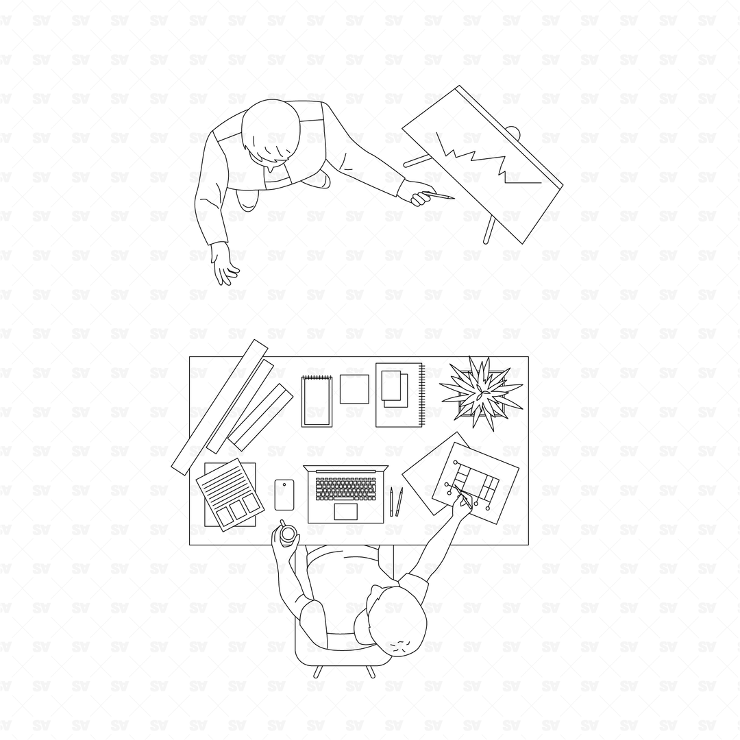 CAD & Vector Office Life (Top view) – Studio Alternativi