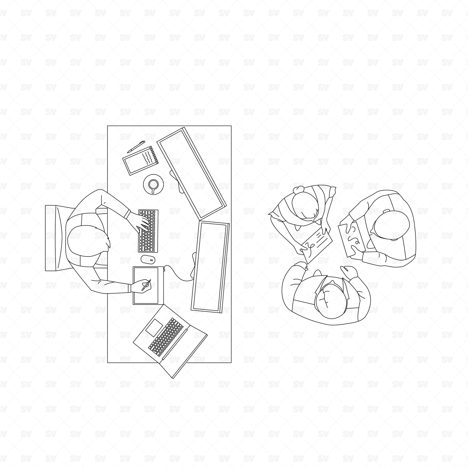 CAD & Vector Office Life (Top view) – Studio Alternativi