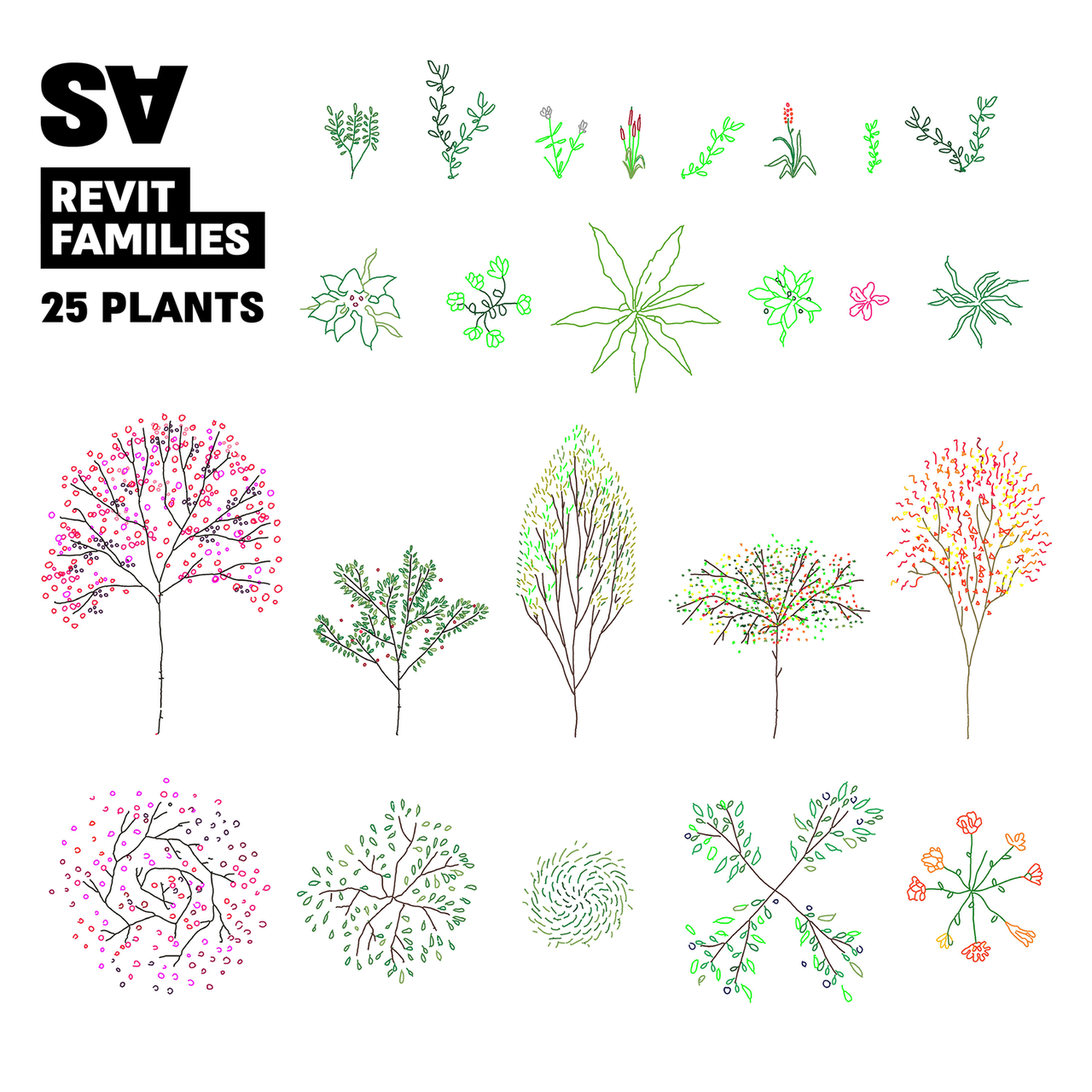 Revit Beautiful Plants Families (25 Plants) - Download now – Studio ...