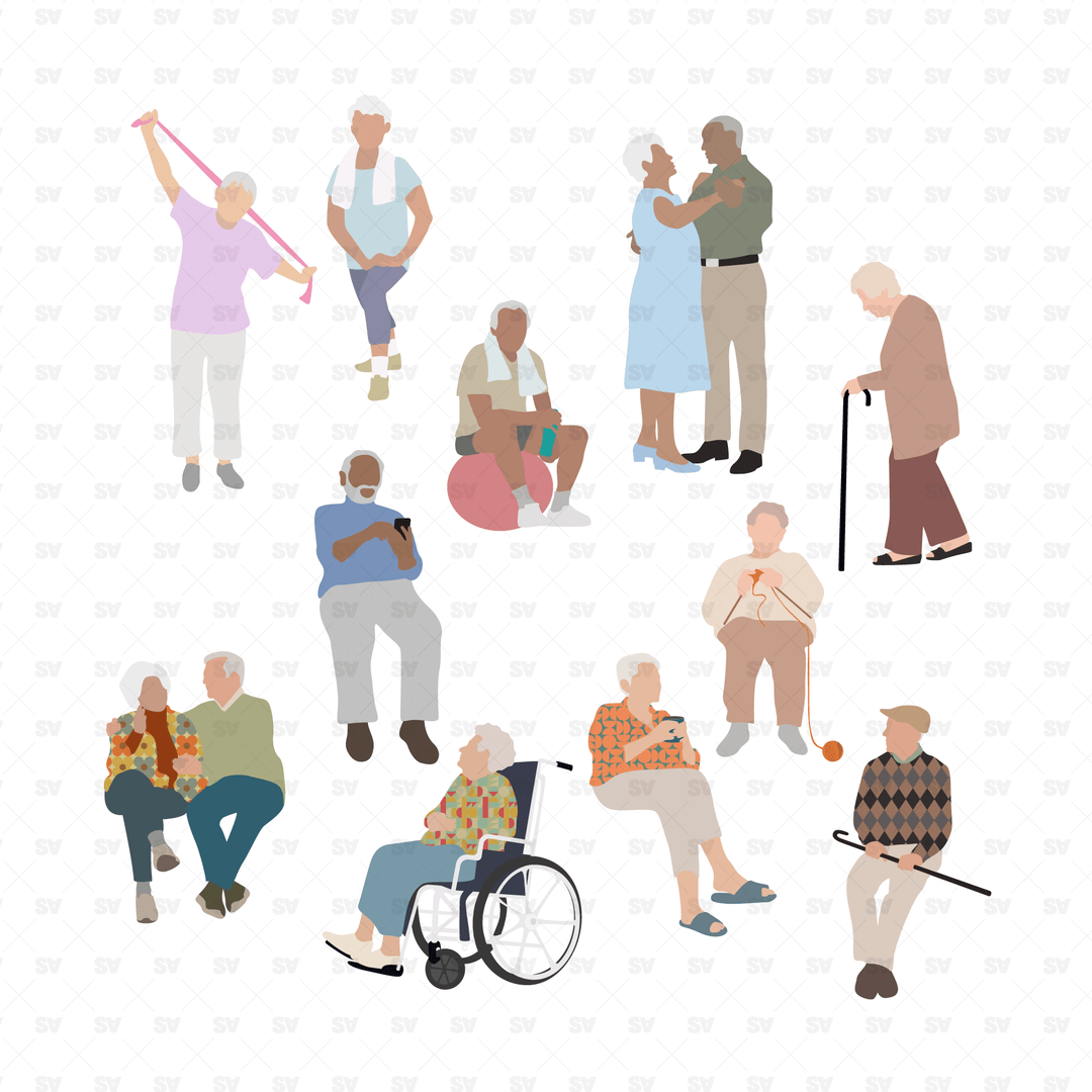 Elderly People Vector Set - 11 Figures – Studio Alternativi