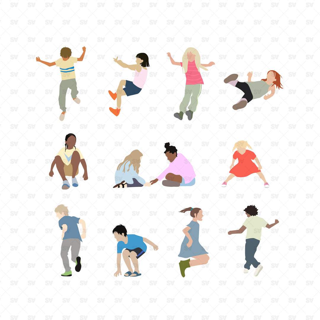 Kids Playing Figures Set - 11 Flat Vectors – Studio Alternativi