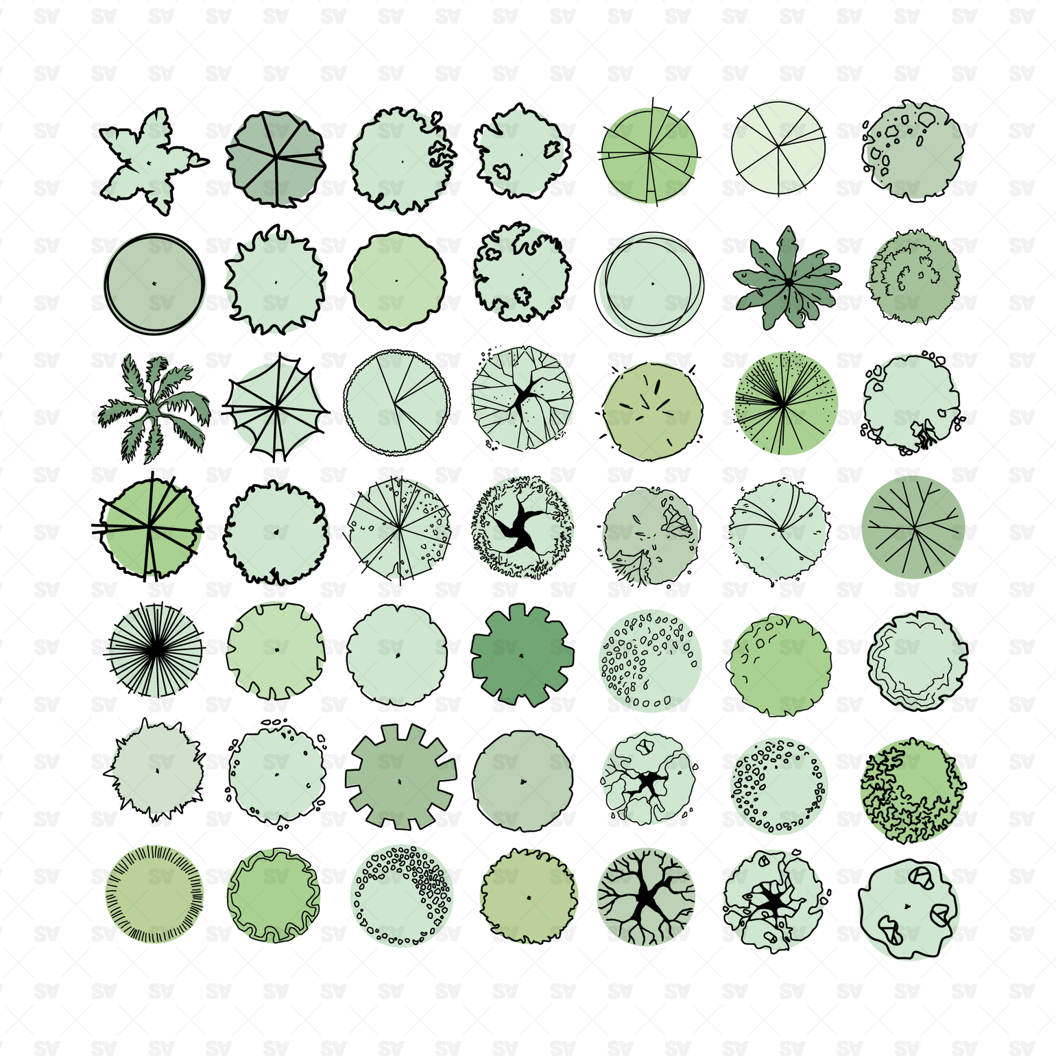 Vector Trees Top Plan View | AI PNG | Architecture | Studio Alternativi