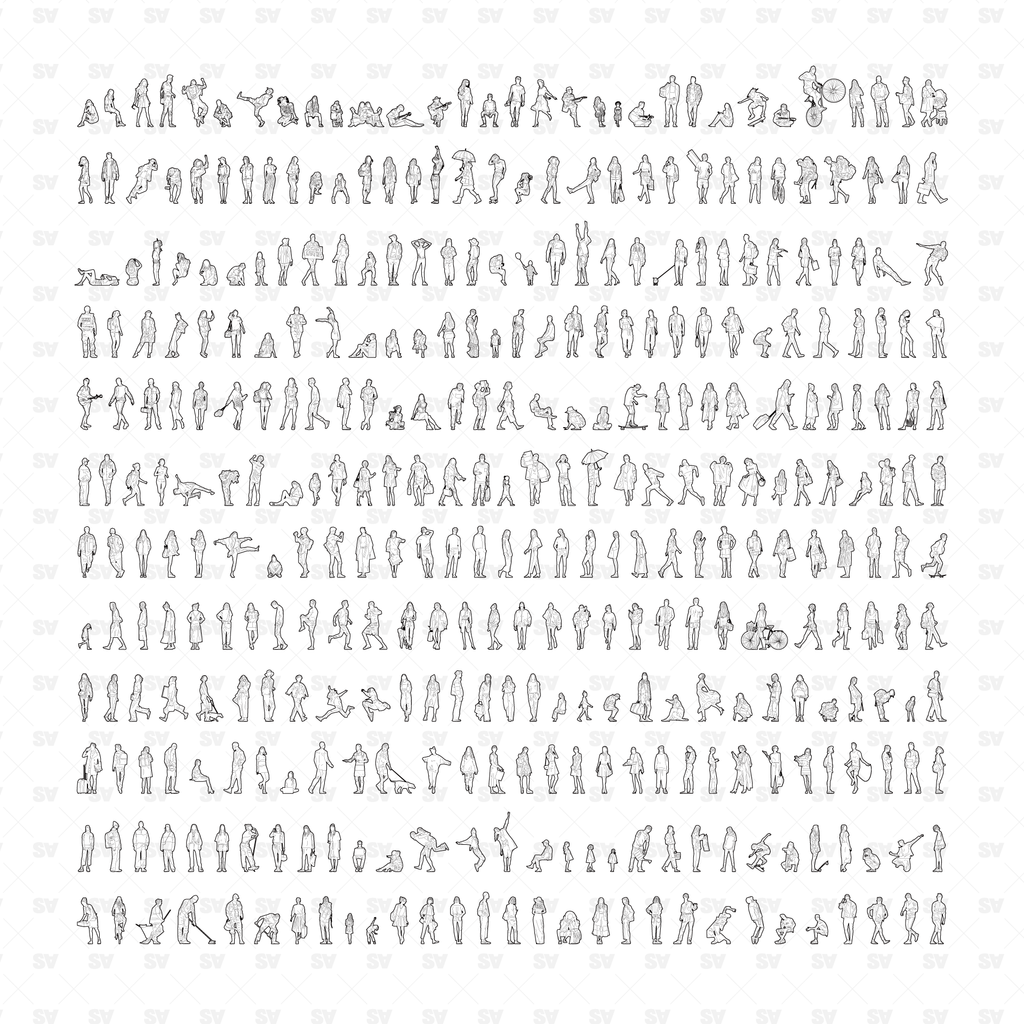 365 Vector Line Drawing of People | AI DWG CAD | Studio Alternativi