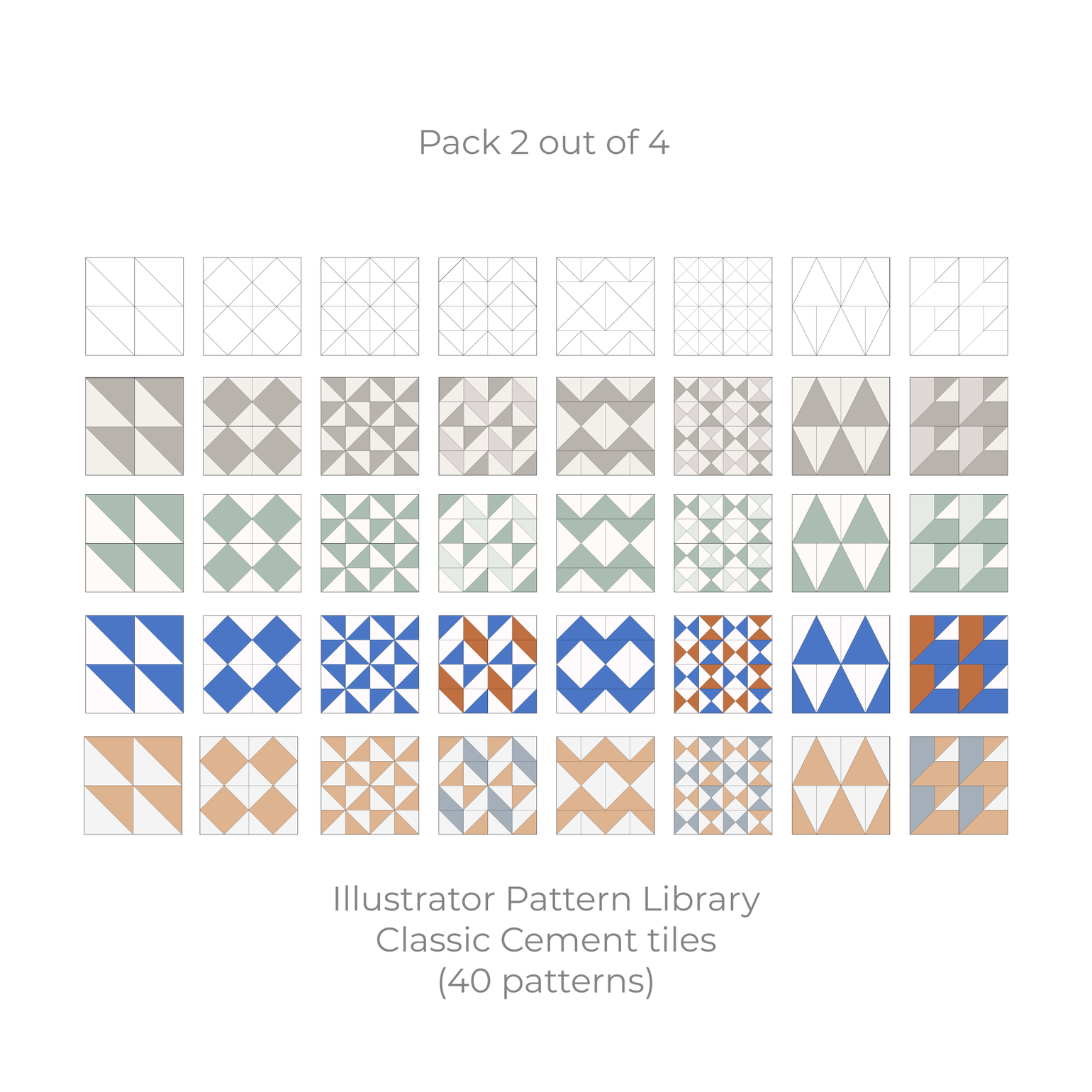 Illustrator Pattern Library - Modern cement tiles | 40 patterns ...