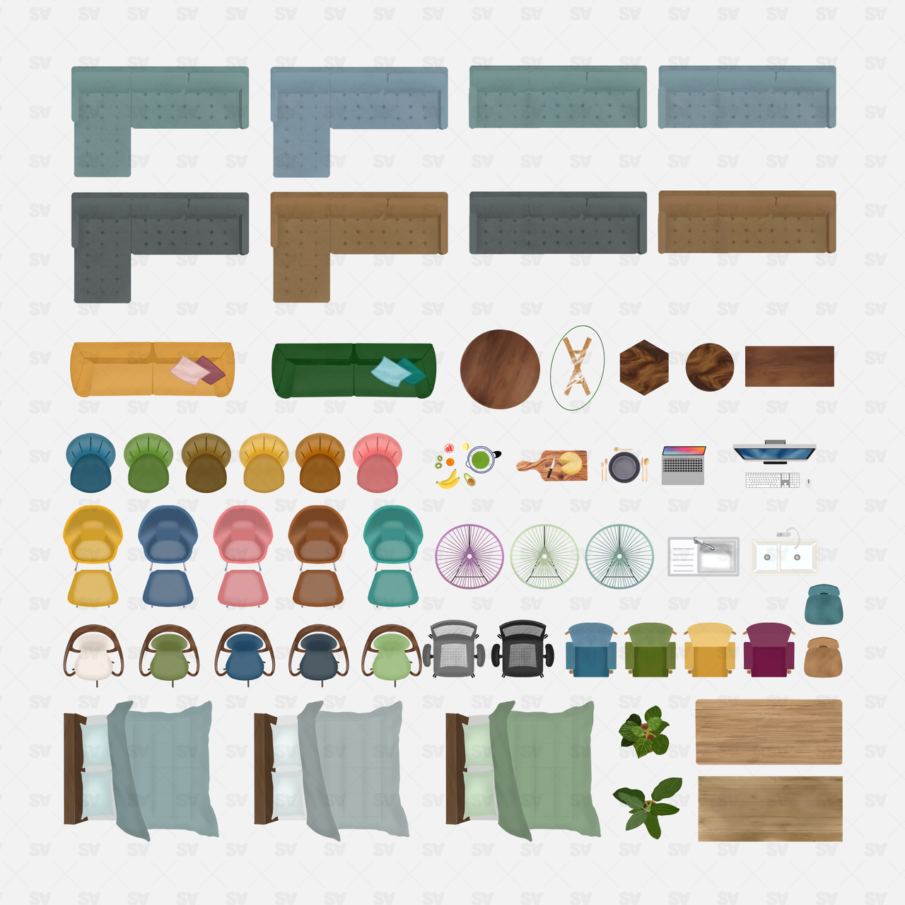 57 Top View Furniture for Plans & Interiors – Studio Alternativi