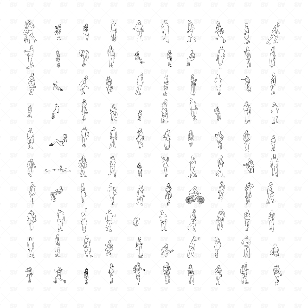 100 People for architectural drawings | AI DWG | Studio Alternativi