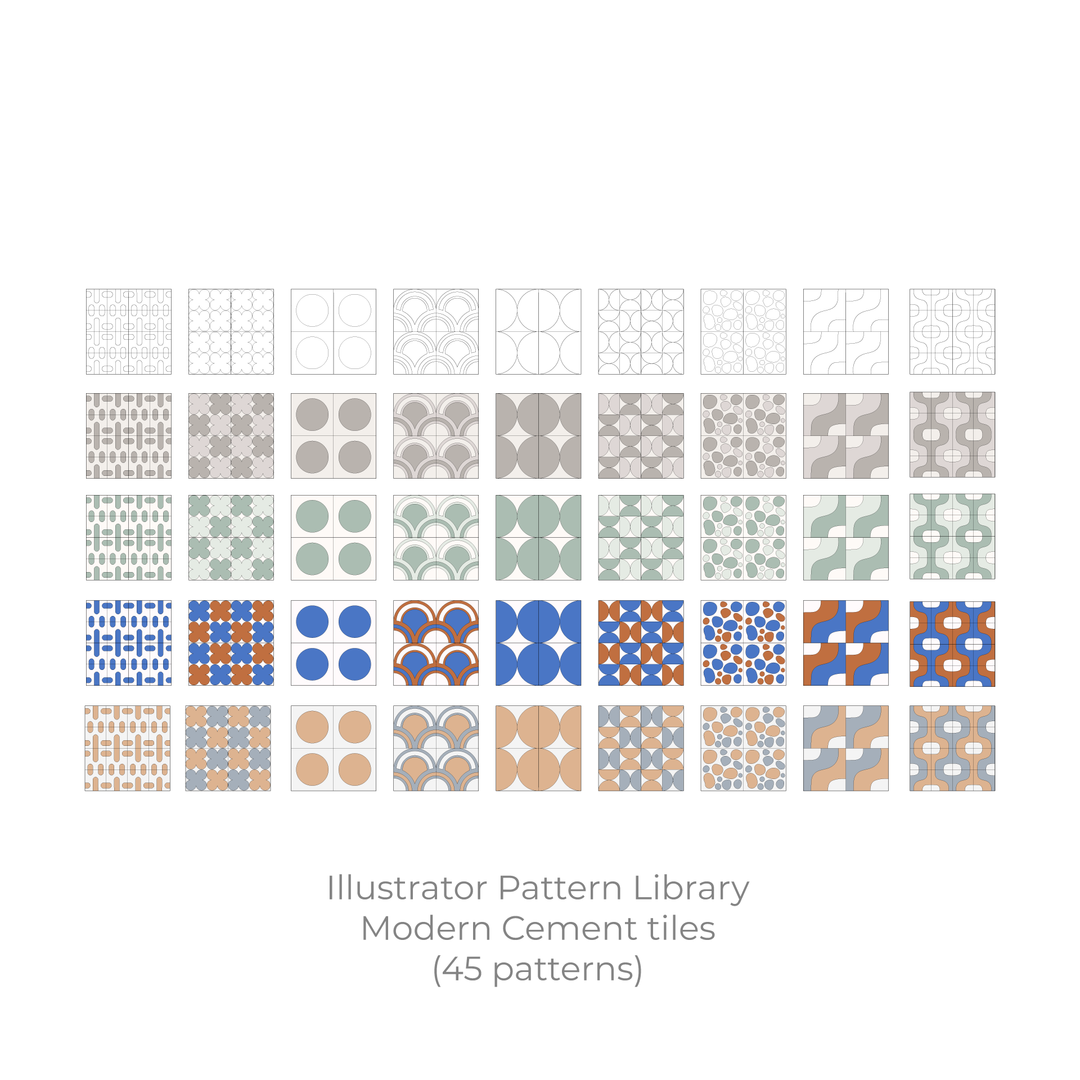 Illustrator Pattern Library - Modern cement tiles | 40 patterns ...