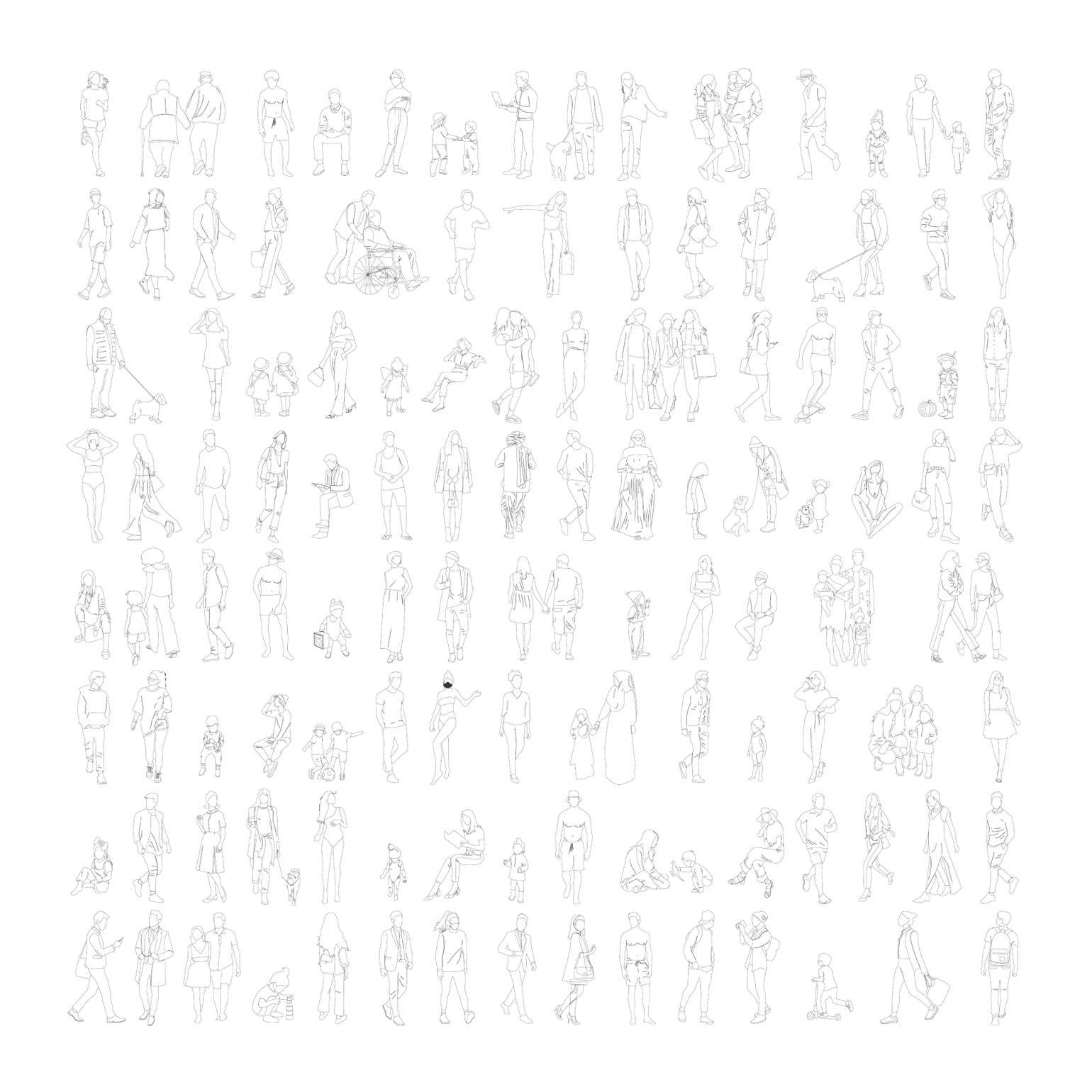 Cad and Vector People for Architecture | DWG AI PNG | 120 Figures ...