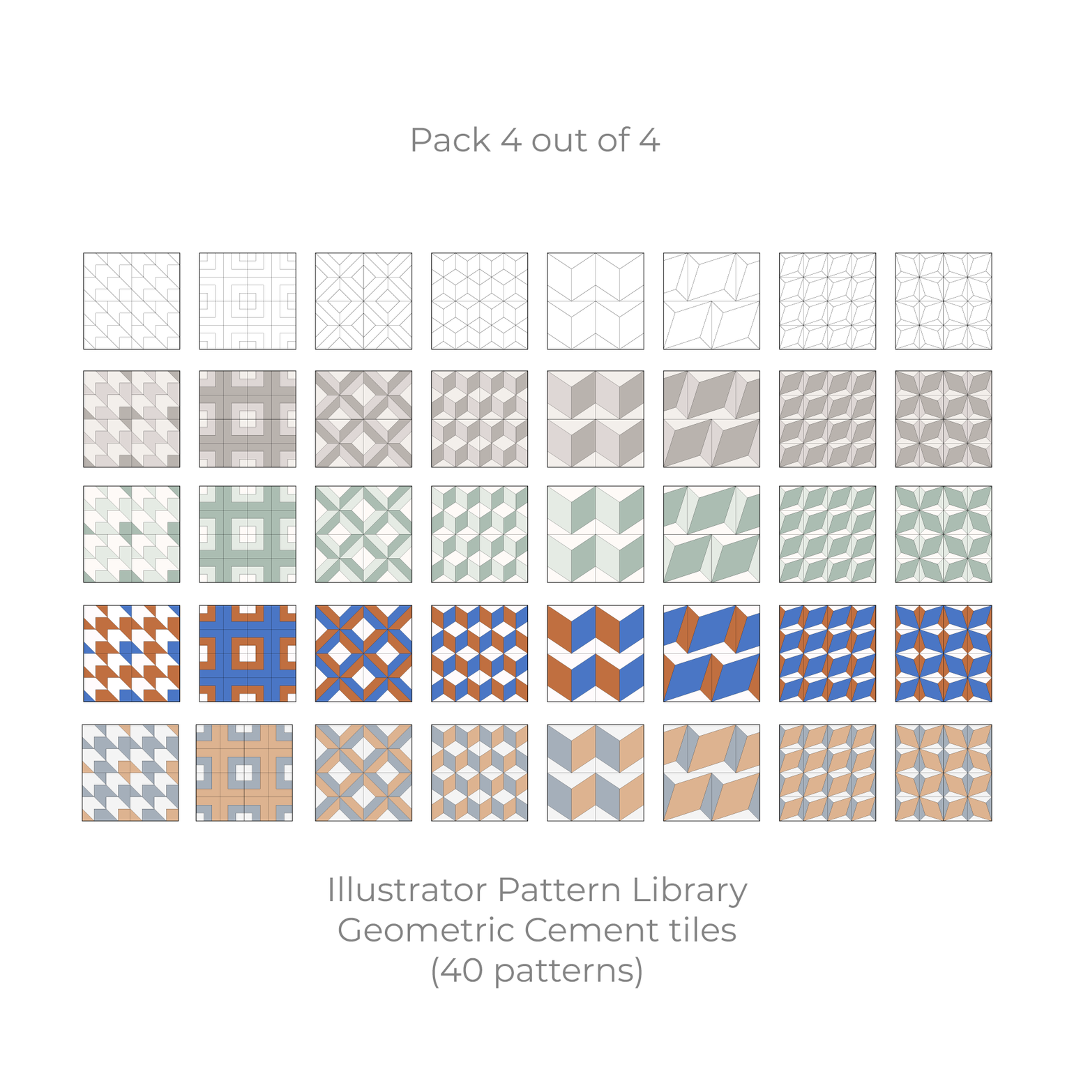 Illustrator Pattern Library - Modern cement tiles | 40 patterns ...