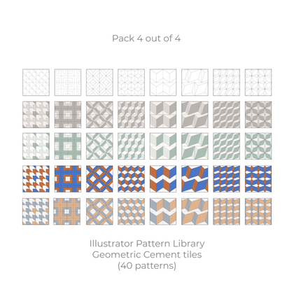 Illustrator Pattern Library - Modern cement tiles | 40 patterns ...