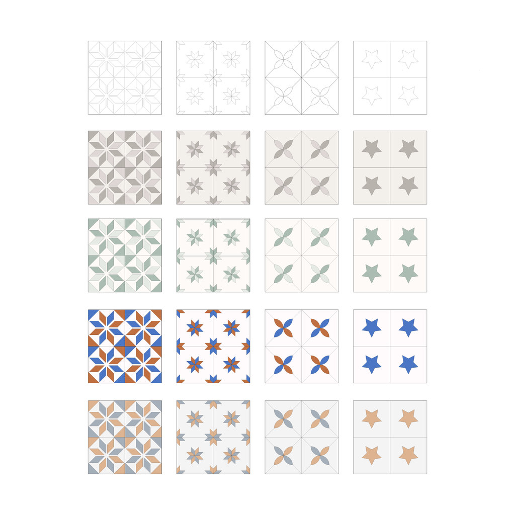 Illustrator Pattern Library - Floral cement tiles | 40 patterns ...