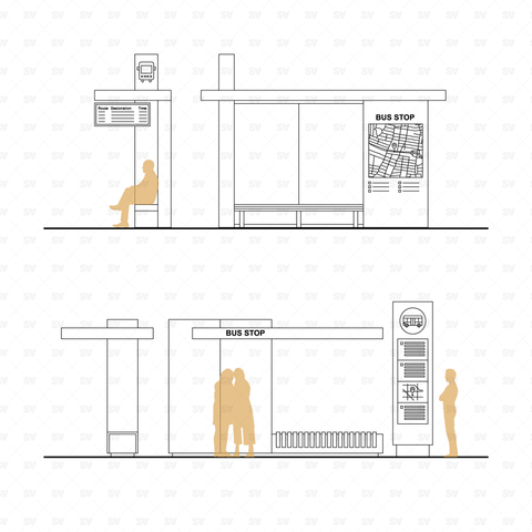 CAD & Vector Bus Stops (Front View) | Studio Alternativi