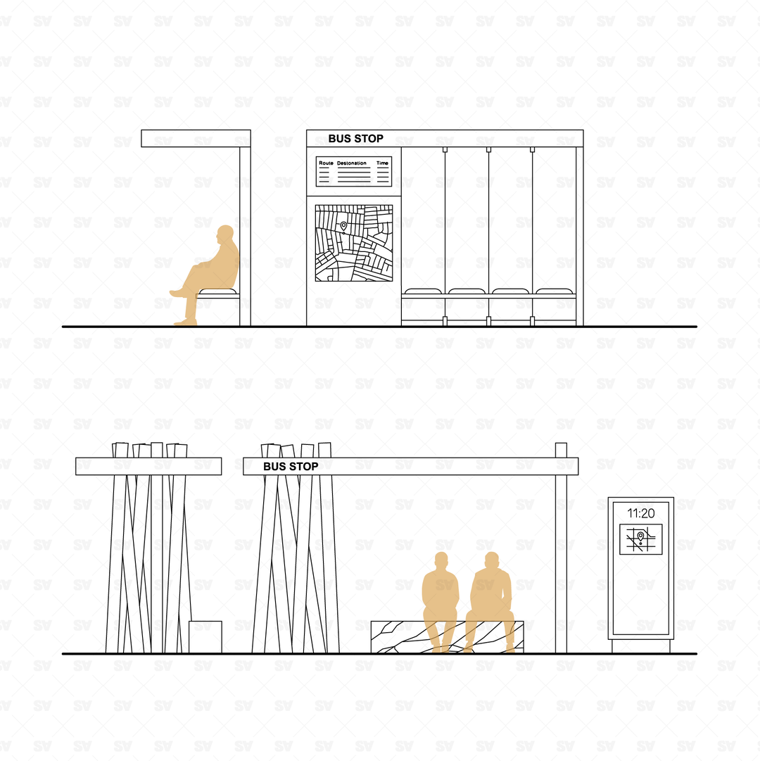 CAD & Vector Bus Stops (Front View) | Studio Alternativi