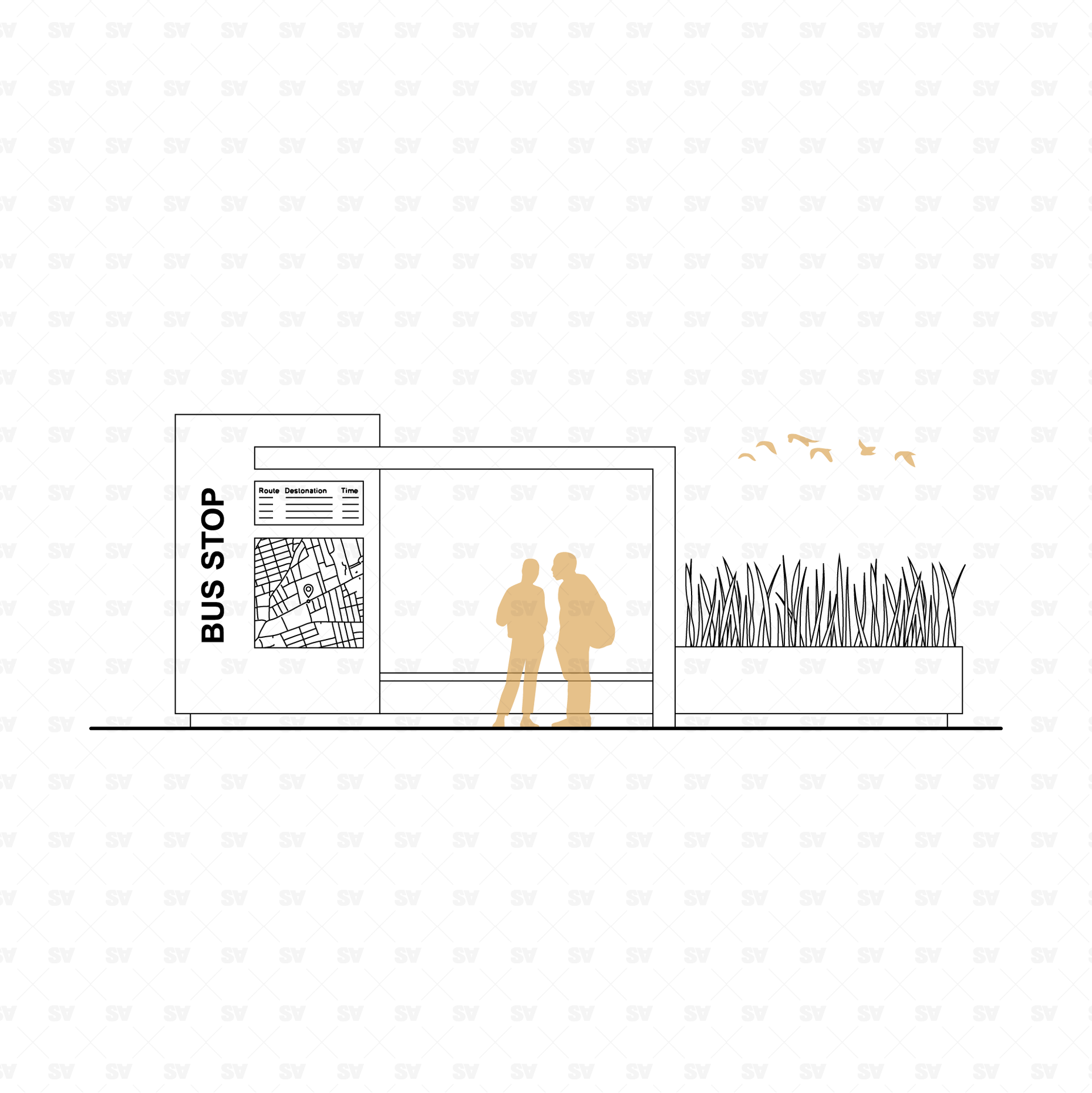CAD & Vector Bus Stops (Front View) | Studio Alternativi