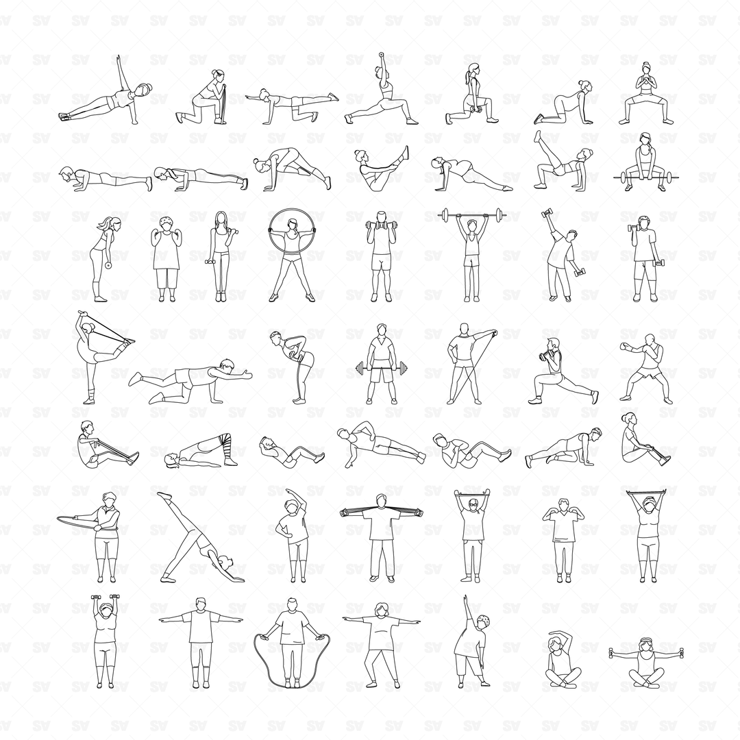 50 Gym & Workout Characters CAD Pack – Studio Alternativi
