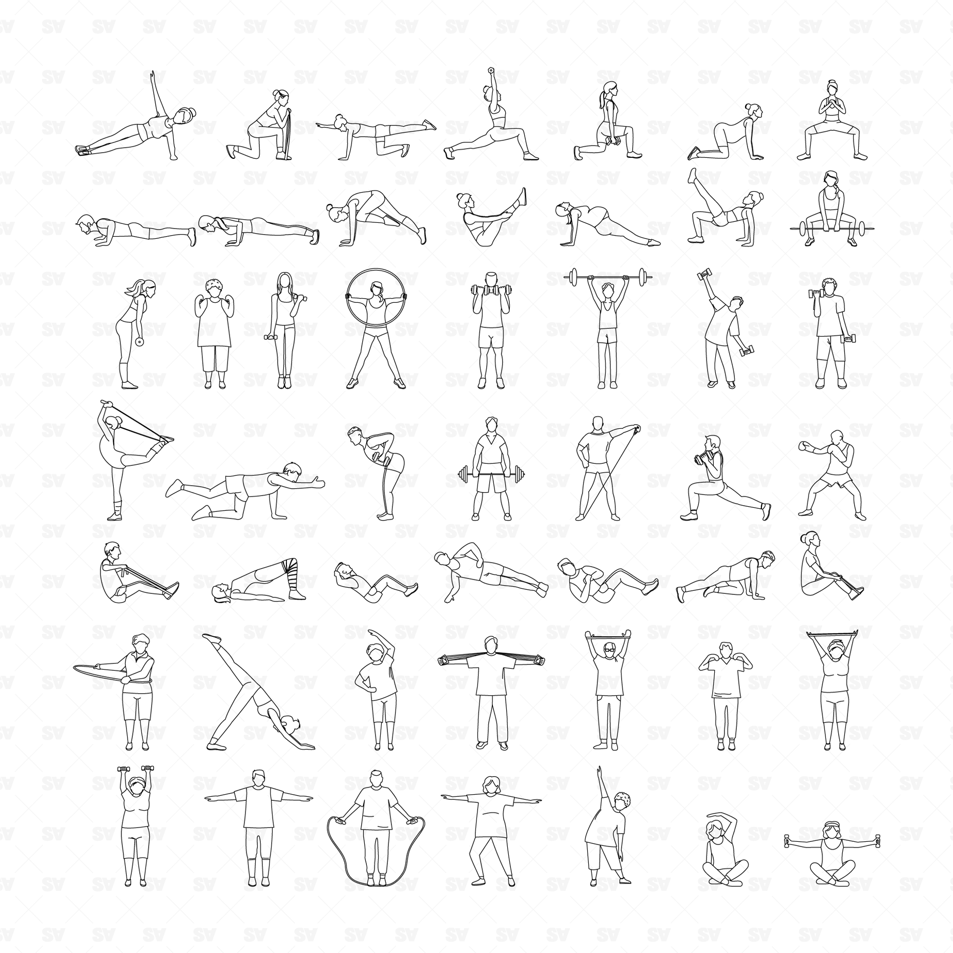 50 Gym & Workout Characters CAD Pack – Studio Alternativi
