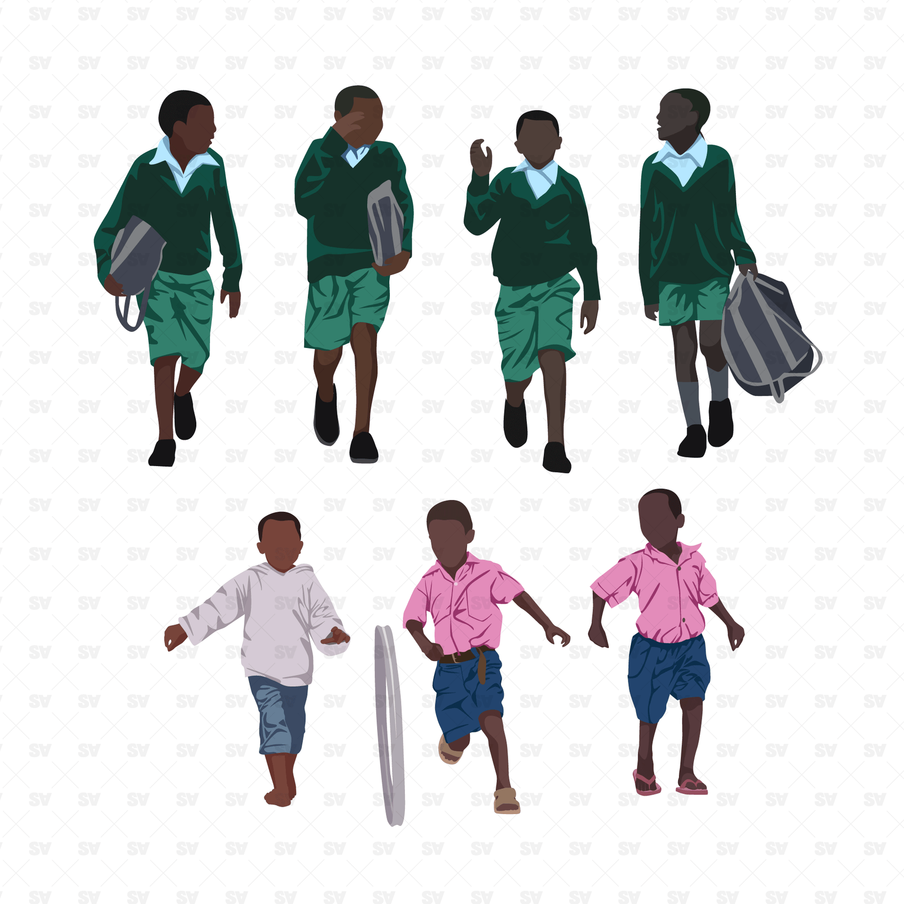 32 African School Kids Vectors – Studio Alternativi