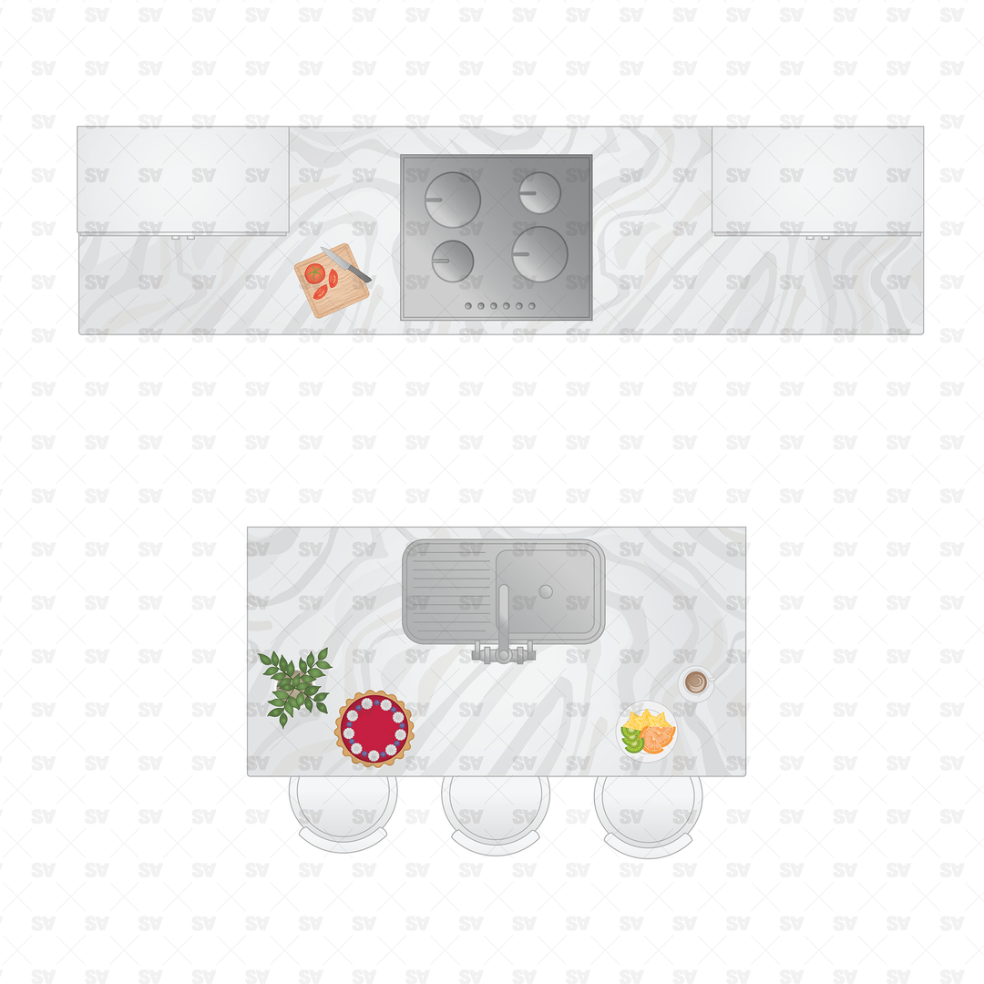 Top View Kitchen Furniture & Food Vectors – Studio Alternativi