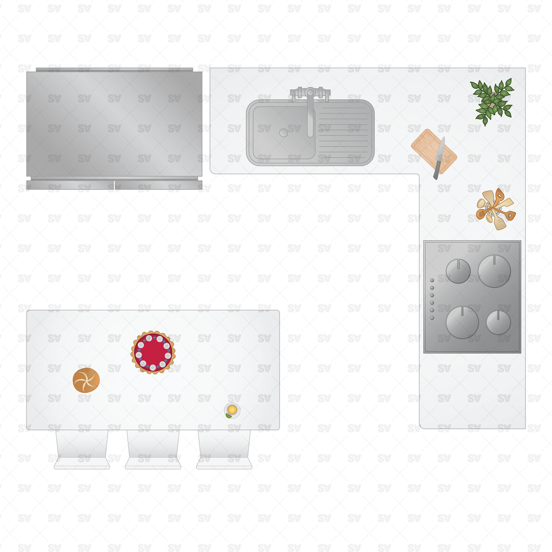 Top View Kitchen Furniture & Food Vectors – Studio Alternativi