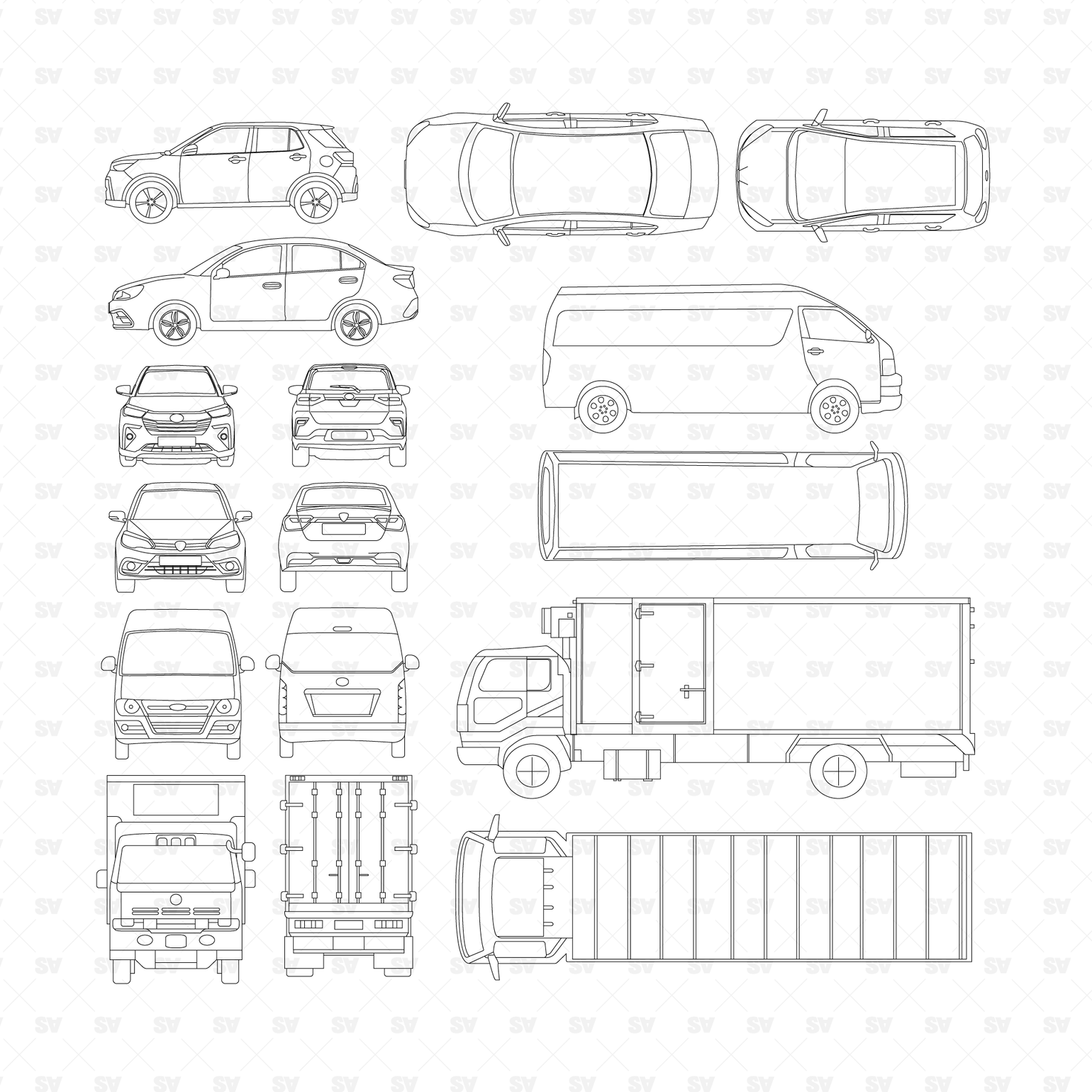 Vehicles Plan & Elevation | CADs Vectors PNGs – Studio Alternativi