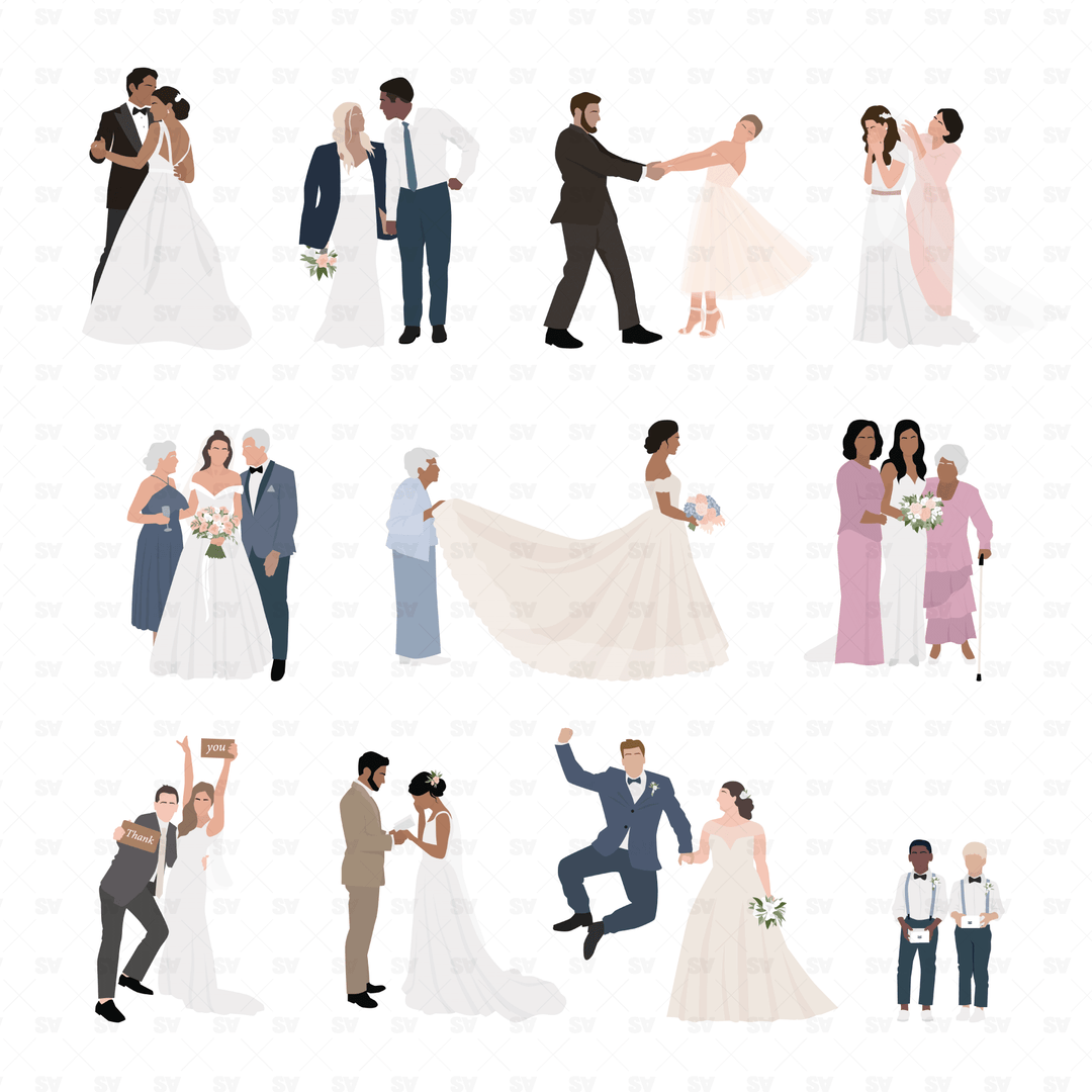 Flat Vector People at the Wedding | Download AI PNG | Studio Alternativi